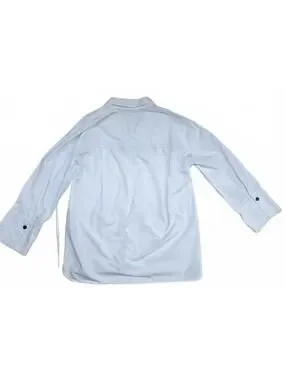 Tops | Zara Classic White Cotton Oversize Shirt With Navy Stitching ...